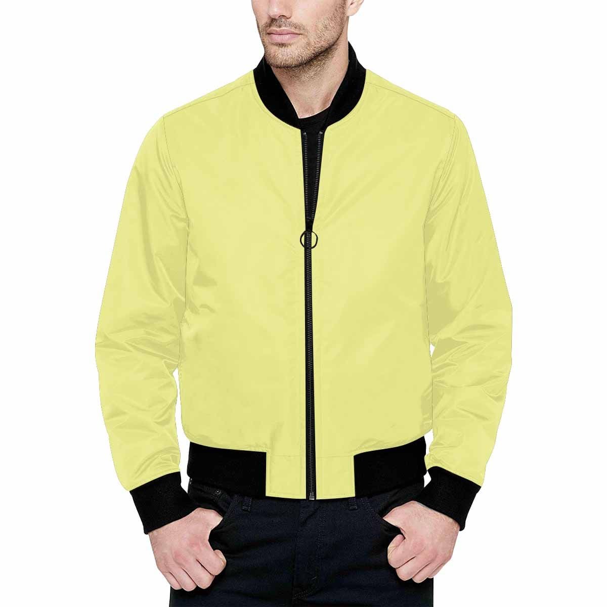 Mens Jacket - Pastel Yellow Bomber Jacket – inQue.Style