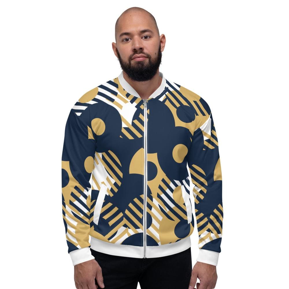 Bomber Jacket for Men - Blue Multicolor Retro Geometric Pattern – inQue ...