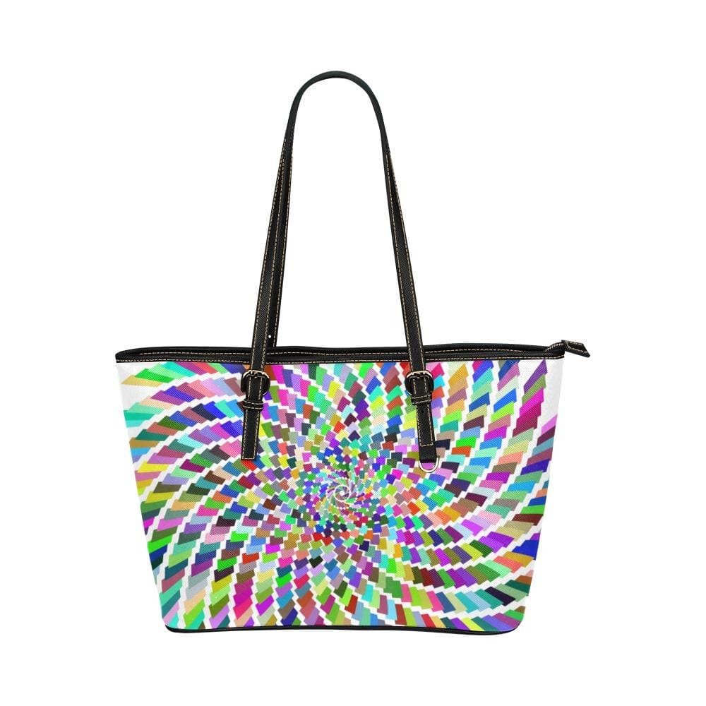 Large Leather Tote Shoulder Bag - Color Wheel Multicolor Illustration ...